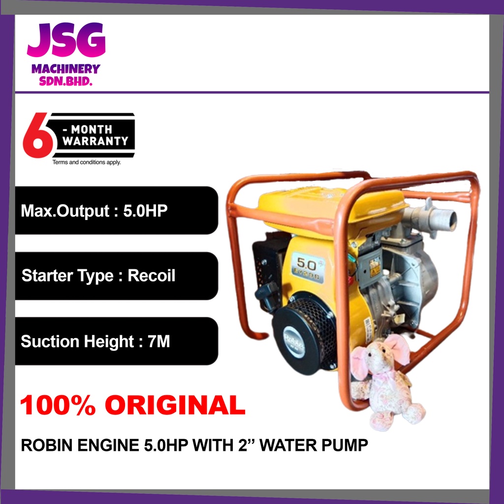 Ready stock 1000% Original ROBIN Engine 5.0HP with 2" water pump ...