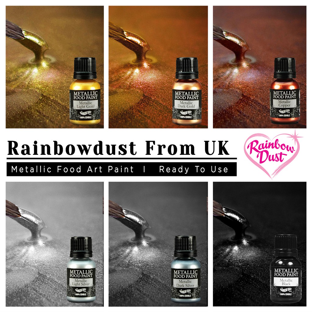 Rainbowdust Metallic Food Art Edible Paint- Food Coloring, Sugar Flower ...