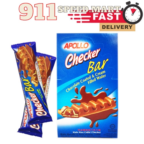 [911] Apollo Checker Chocolate Coated & Cream Filled Wafer Bar 24s x ...