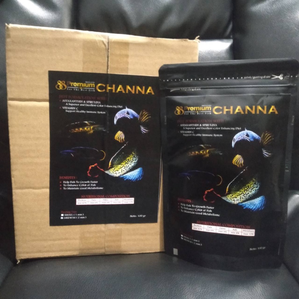 PREMIUM 88 CHANNA MEDIUM (2MM) 100 GR CHANNA FISH FOOD FISH PELLETS ...