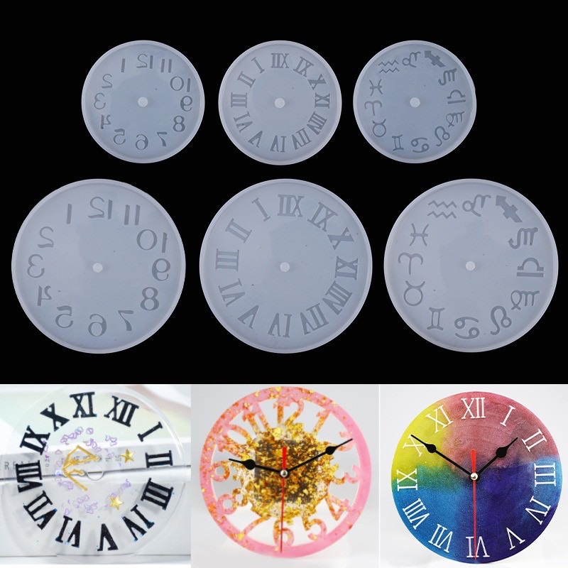 DIY Silicon Clock Mold Arabic Roman Number Zodiac Time Model Silicone ...