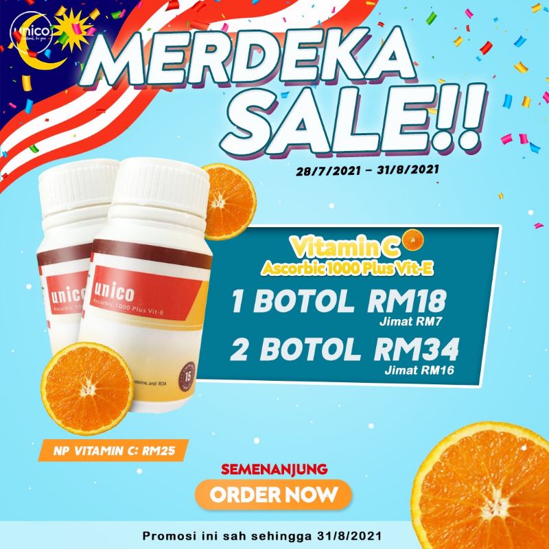 🔥SALE MERDEKA&GET GIFT🎁SALE JIMAT UNICO VITAMIN C+E🌟 | Shopee Malaysia