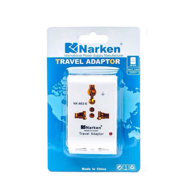 Narken Travel Adaptor travel adapter NK-803E (BLUE/ORANGE) | Shopee ...