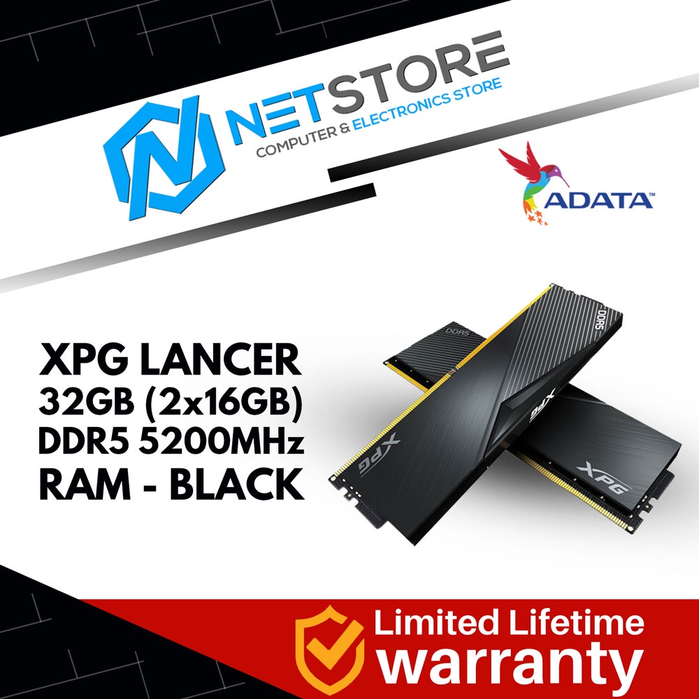 ADATA XPG LANCER 32GB (16GBx2) 5200MHz DDR5 RAM - BLACK AX5U5200C3816G ...