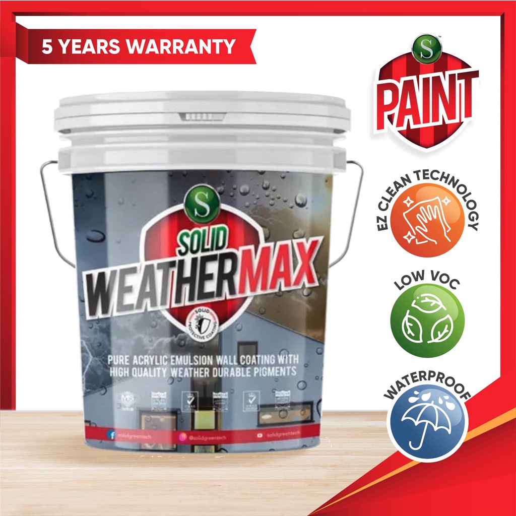 SOLID WEATHERMAX Superior Water Based Acrylic Emulsion Paint PASTEL (5 ...