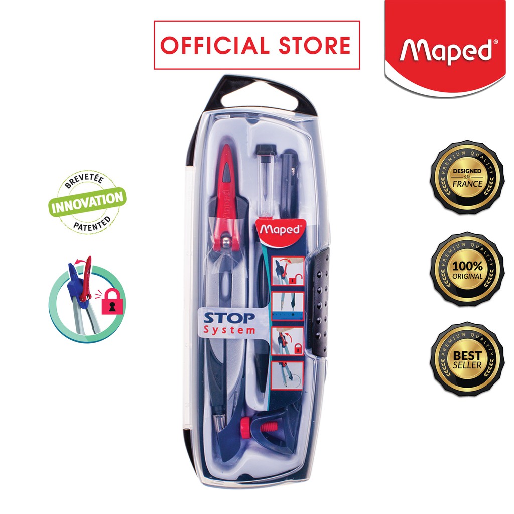 Maped Stop System Compass 5 Piece Set for Math & Geometry Drawing with ...