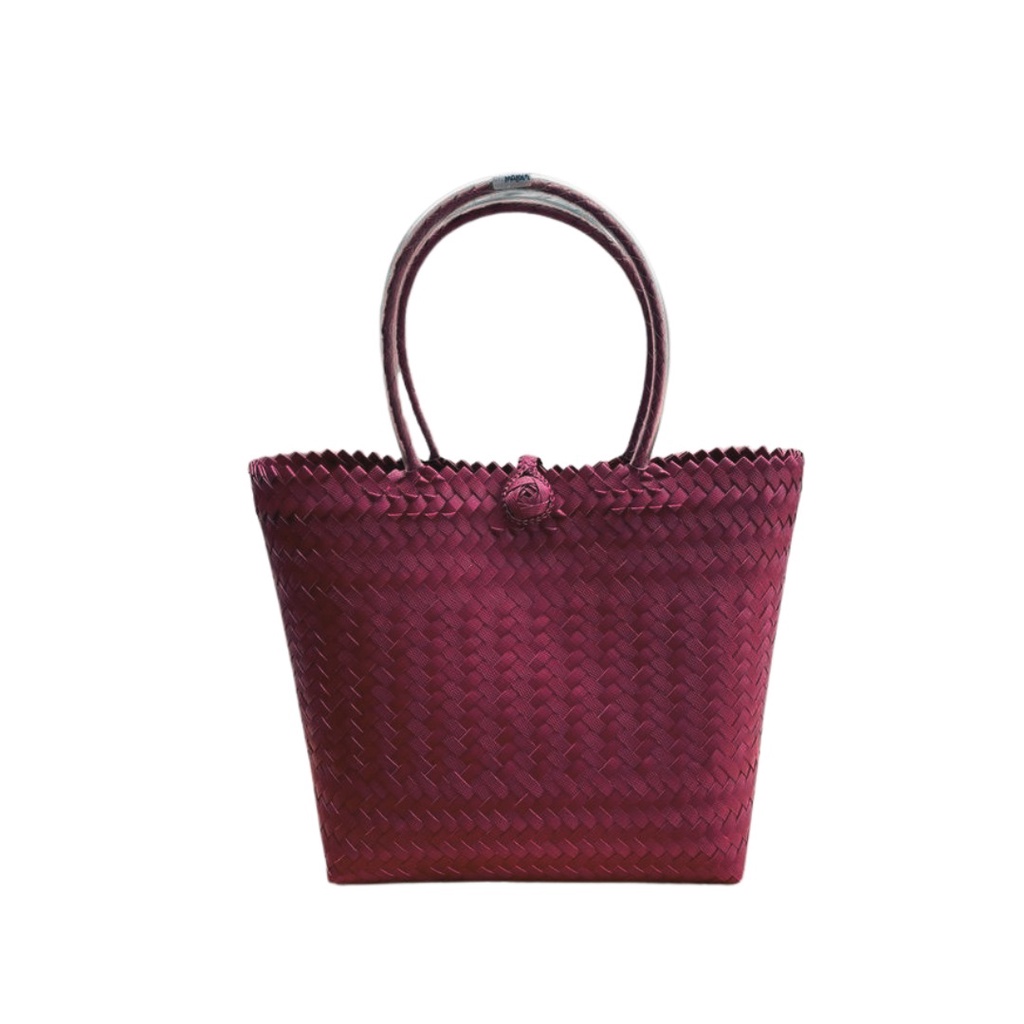 10"x10" - Plain Beg Anyaman Sarawak/ Tote Bag Women / PVC Bakul Anyaman ...