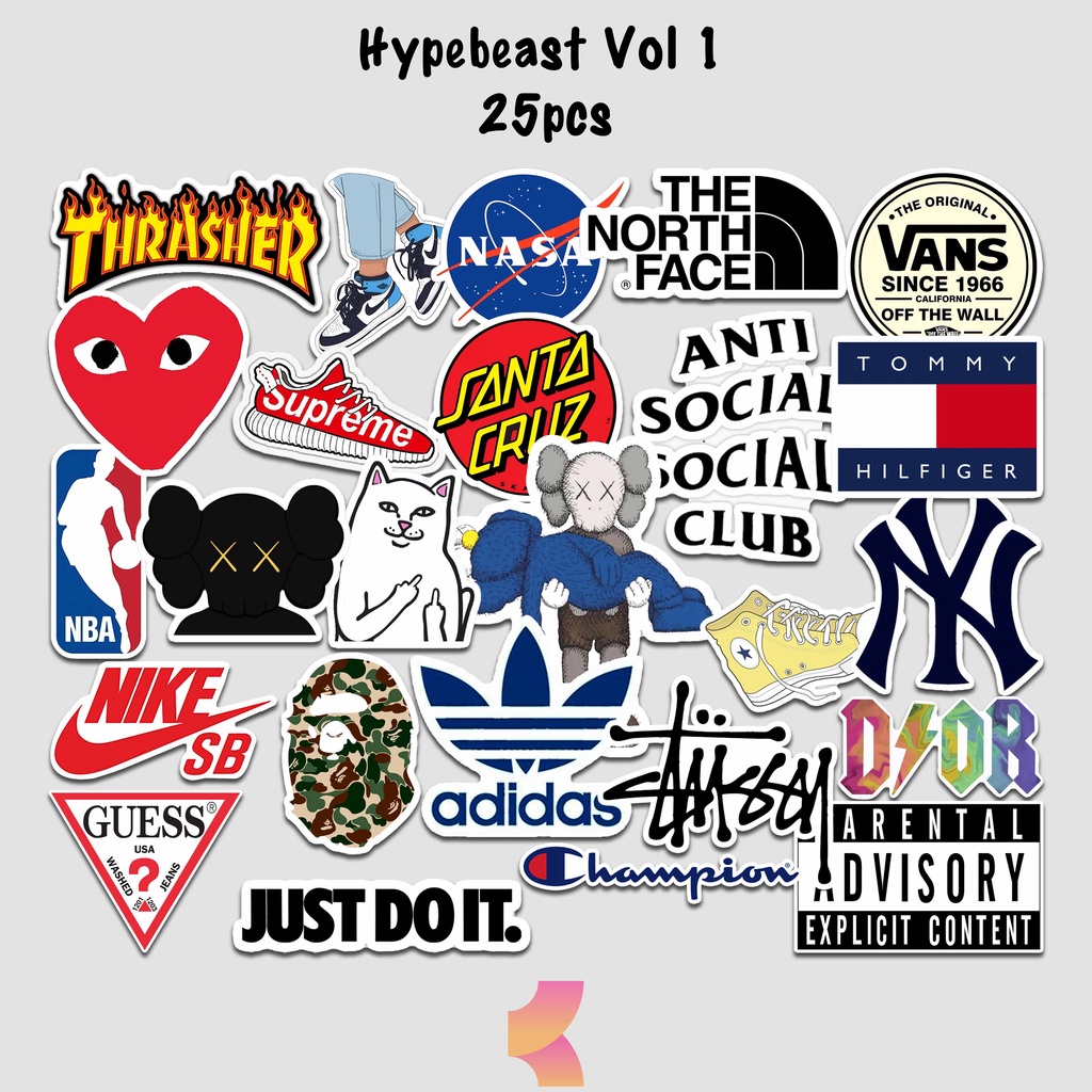 Aesthetic Hypebeast Brand Logo Sticker Case Hp Laptop Helmet Vinyl ...