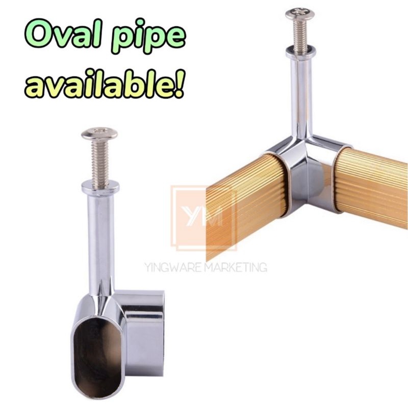 2 way corner oval tube support bracket holder for cabinet wardrobe oval ...