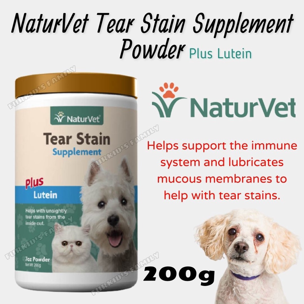 NaturVet Tear Stain Supplement Powder Plus Lutein / Dog & Cat ...