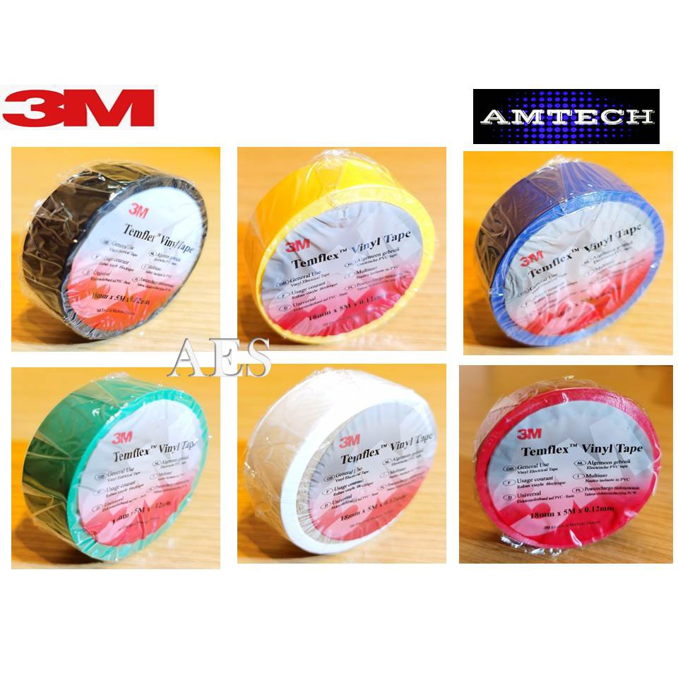 3M Temflex Vinyl Tape 18mm x 5M Electrical Insulating Wire Tape | Shopee Malaysia