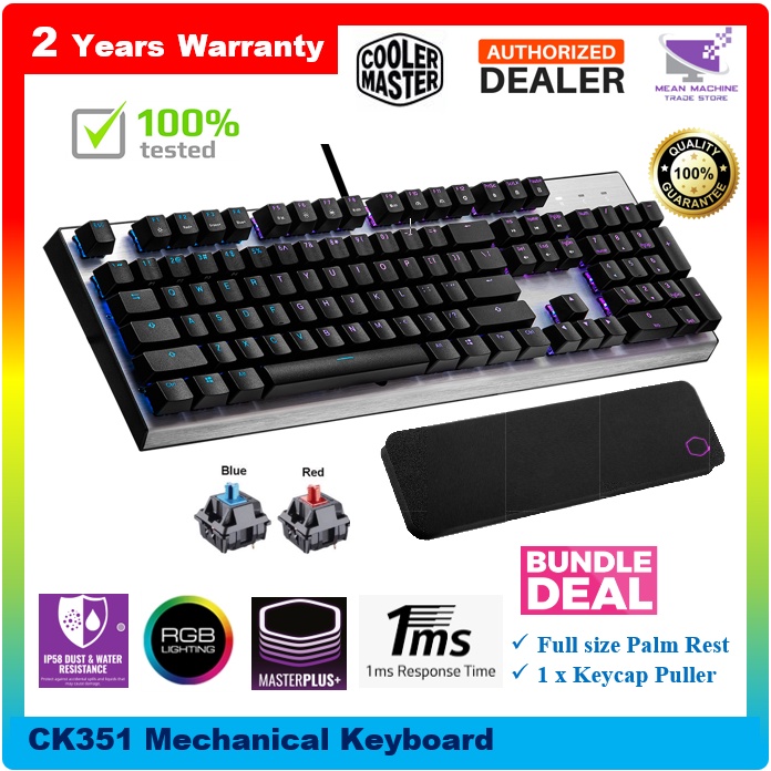 Cooler Master CK351 Optical Mechanical Keyboard /104 Keys / RGB / Dust ...
