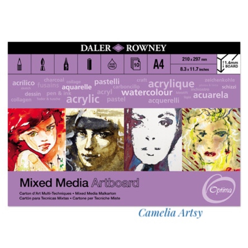 Daler-Rowney Optima Mixed Media Artboard Pads 1.4mm Board A4 10’s🔥offer ...