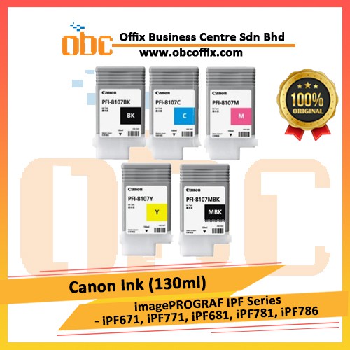 PFI-8107 Canon Ink Cartridges(130ml) | imagePROGRAF IPF Series - iPF671, iPF771, iPF681, iPF781 ...