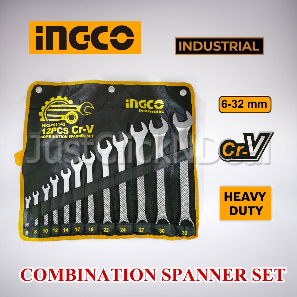 Ingco Combination Spanner Set 6-32 mm 12 pcs Combination Ring Wrench ...