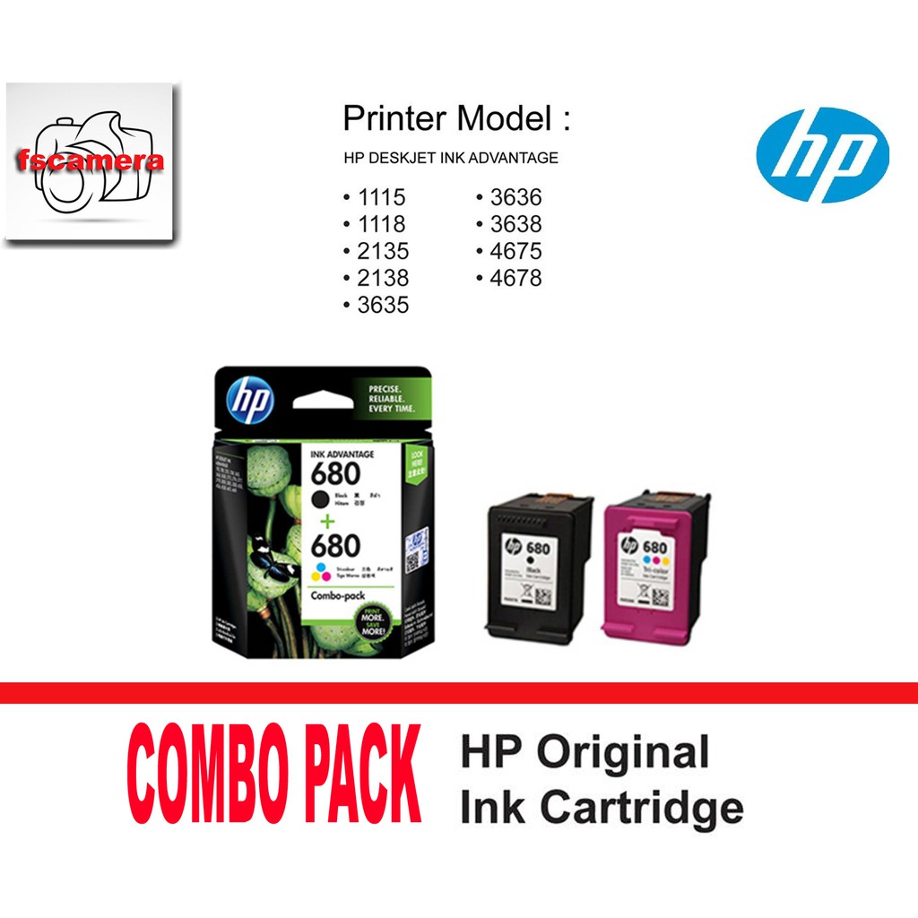HP ORIGINAL MALAYSIA 680 Combo Pack Black/Tri-color Ink Advantage ...