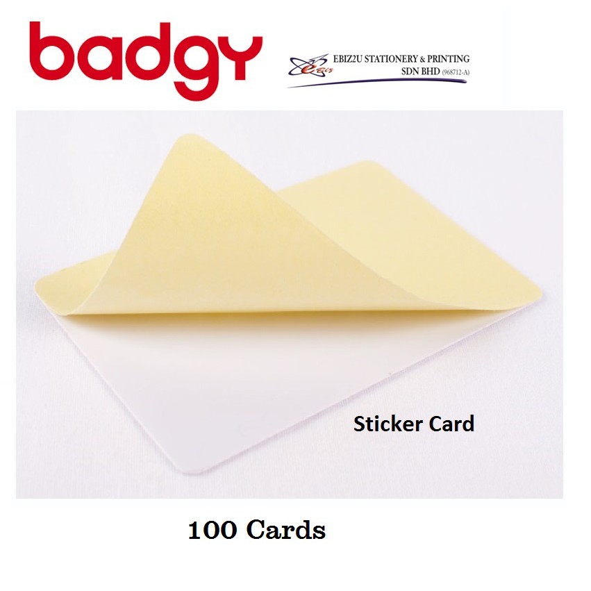 Badgy BLANK PVC STICKER CARD for Badgy (100 Cards) 10 mil PVC Card With ...