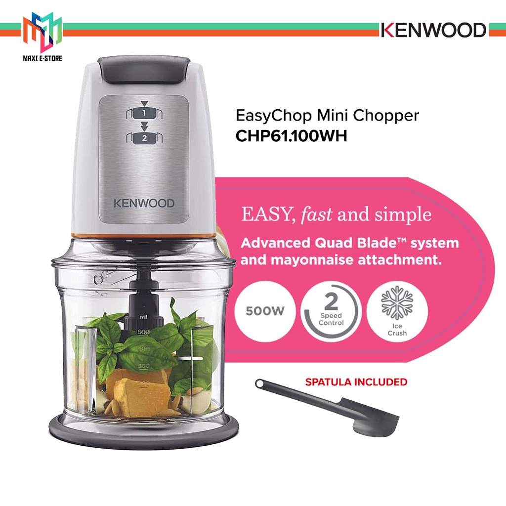 Kenwood EasyChop Mini Chopper CHP61.100WH Quad Blade 500W Ice Crush ...