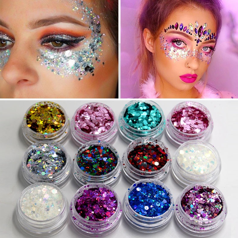 GLITTER Laser Sequins Music Festival Party Makeup Face Paste Powder DIY ...