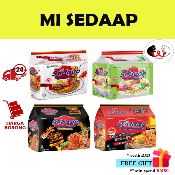 MI SEDAAP [5pcs] (Original / Soup Soto / Singapore Laksa / Korean Spicy ...
