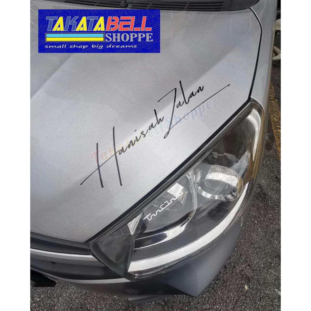 Sticker custom nama bonet kereta/custom nama gaya the spirit of ...