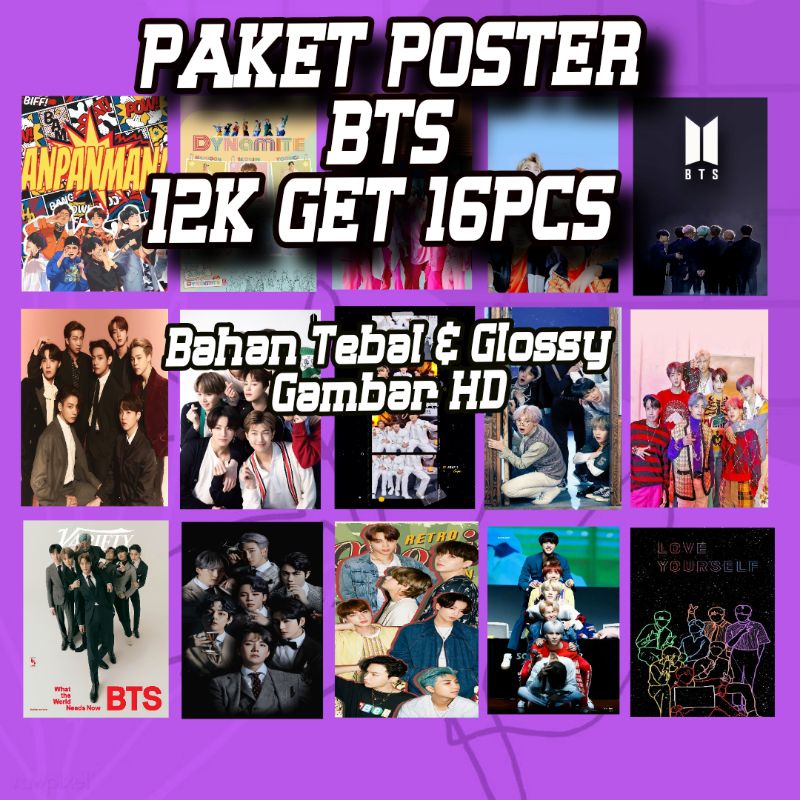 Bts 12k poster Package get 16pcs | Shopee Malaysia