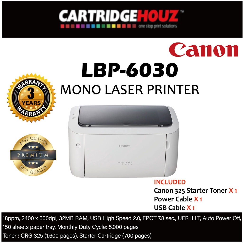 Canon LBP6030 Mono Laser Printer / Canon CART 325 Toner Ink Printer ...