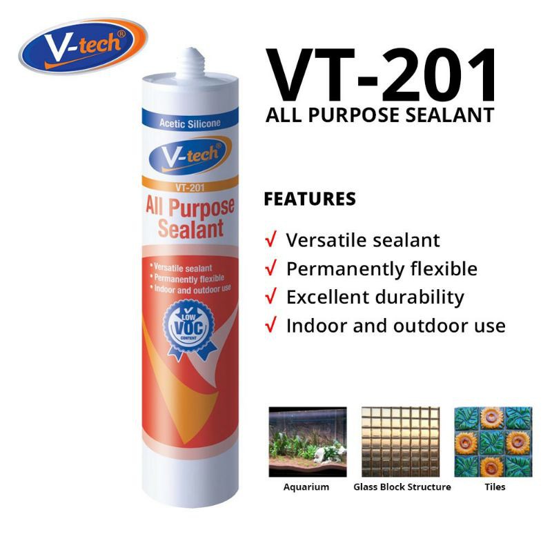 V-Tech VT-201 ALL PURPOSE sealant Silicone 280ml | Shopee Malaysia