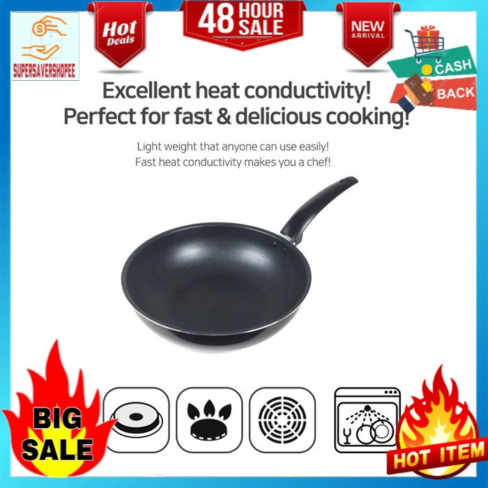 Kuali leper ceramic Korea Standard Quality 28cm Stone Coating Frying ...