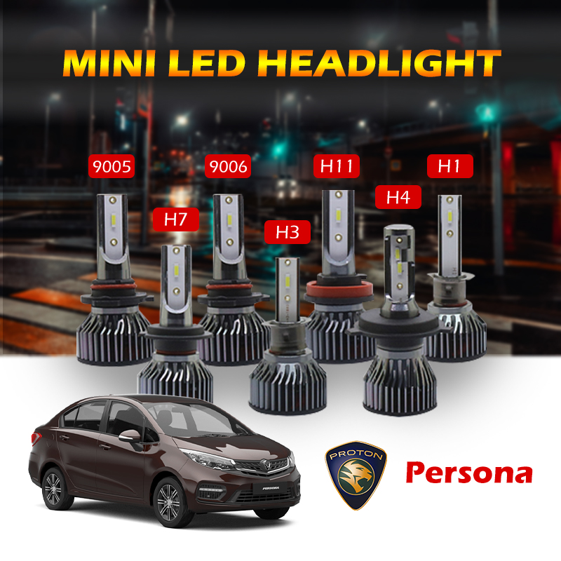 [PROTON] Persona 2PCS Mini Type Car LED Headlight Bulb H1 H3 H4 H7 Hi ...