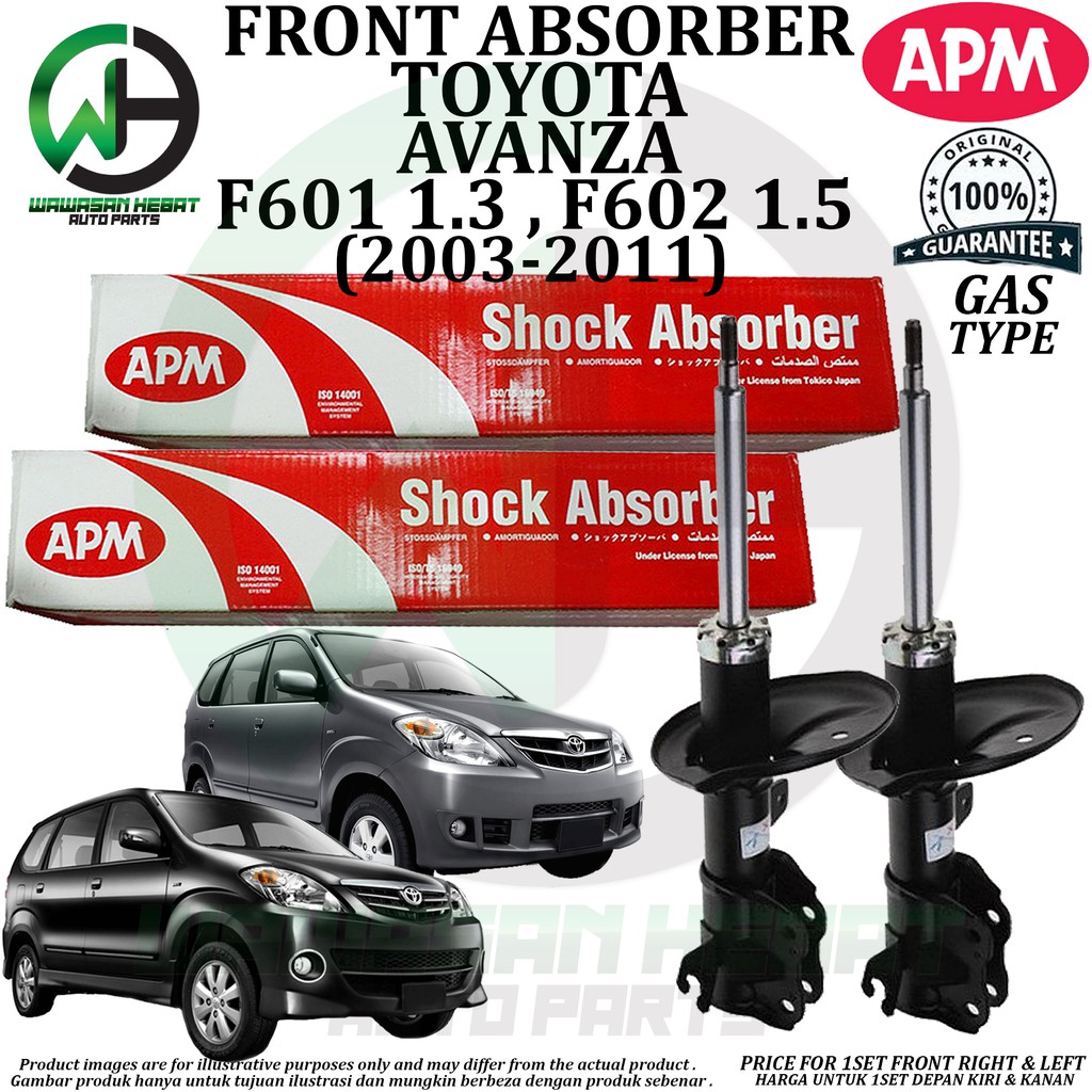 Toyota Avanza F601 1.3 , F602 1.5 Front Gas Shock Absorber APM ...
