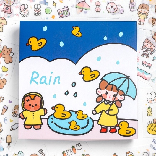 KawaiiGift 20pcs/100pcs PVC Rain Cute Sticker Box Set Sticker Set ...