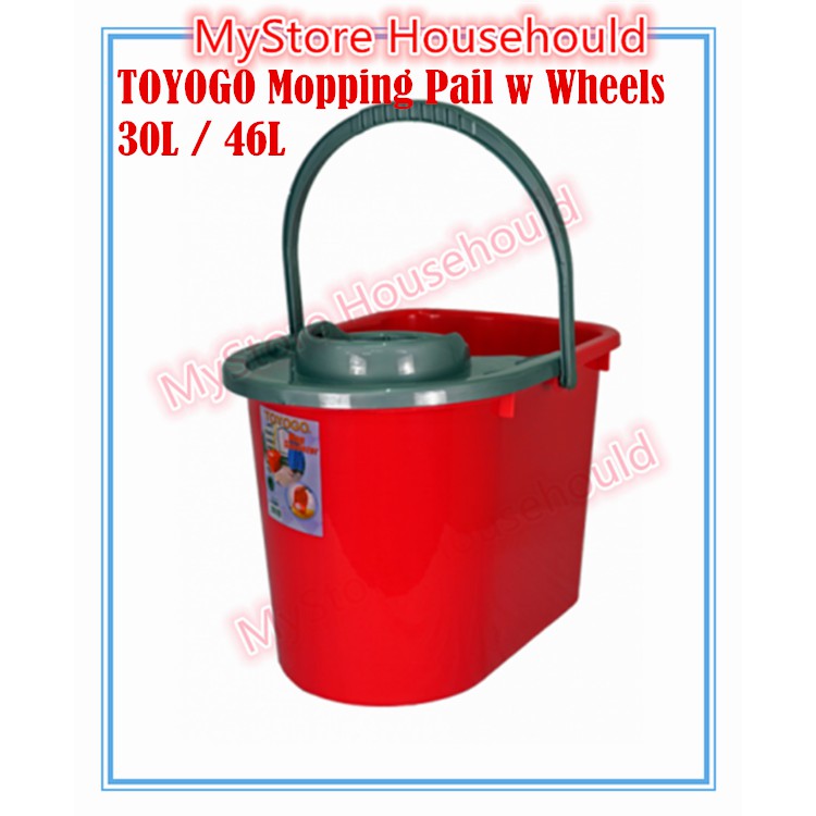 TOYOGO 30L / 46L Mopping Pail w wheels Water Pail Mopping Bucket House ...
