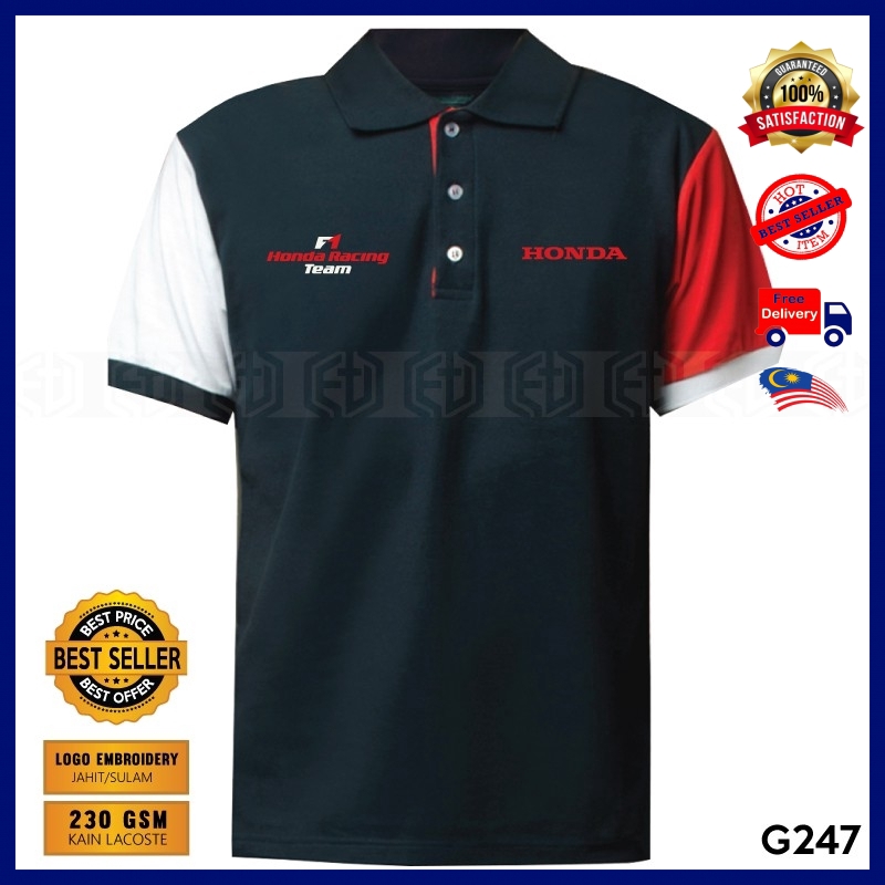 Polo T Shirt Embroidery Honda Racing HRC VTEC T-Shirt Tshirt Motorsport ...