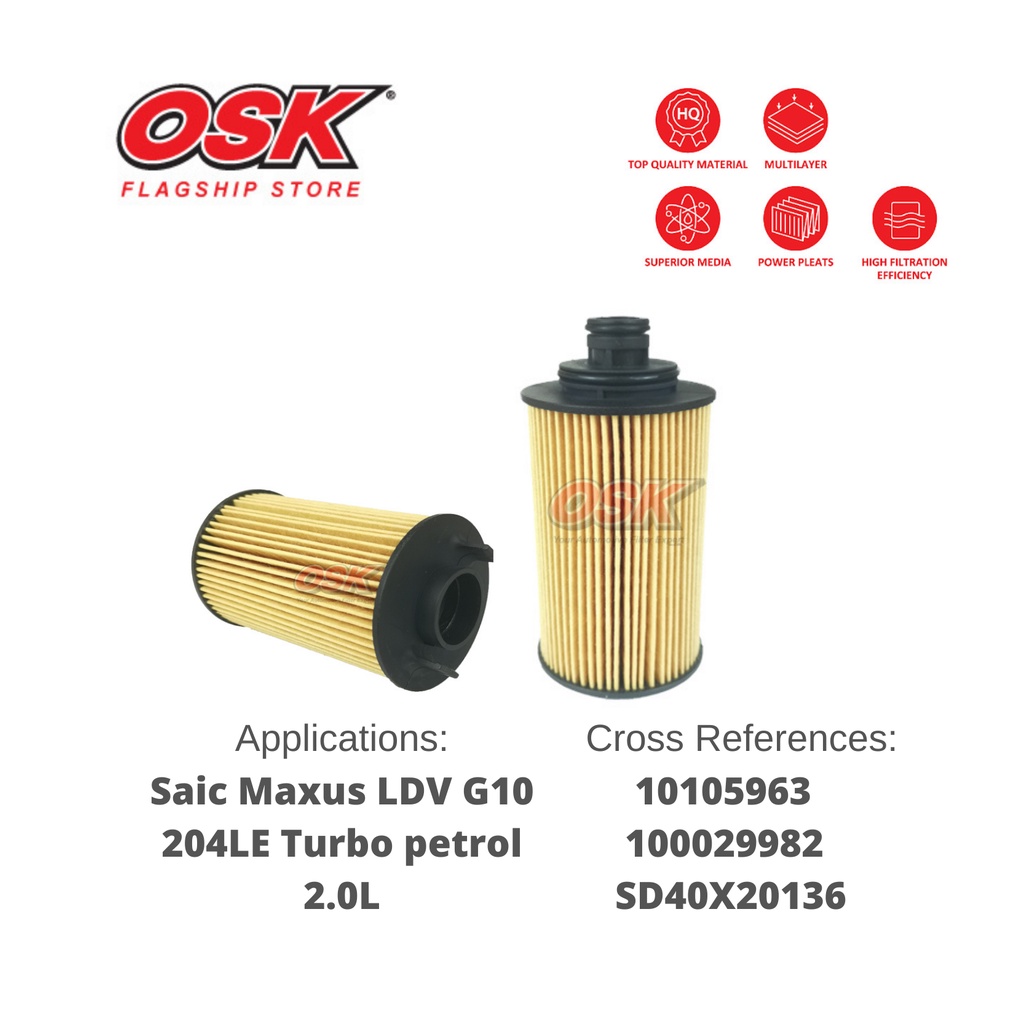 OSK OIL FILTER for SAIC MAXUS LDV G10 204LE TURBO PETROL 2.0L, 950/RX5 ...