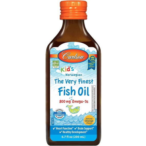 Carlson Labs Kid's The Very Finest Fish Oil, 800 mg Omega 3, Norwegian ...