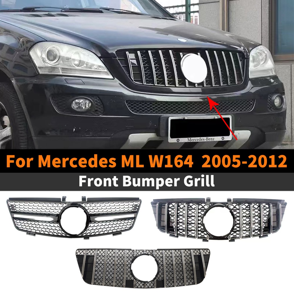 Front Bumper Grille Racing Hood Grill GT Diamond Style Mesh Tuning For Mercedes Benz ML W164 ...