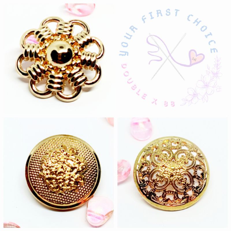 Satu PCS Butang Emas / Butang Logam / Gold Button / Metal Button ...