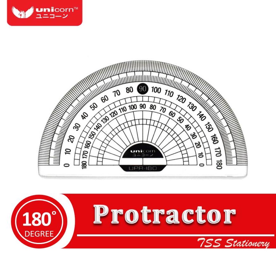 UNICORN - 180 Degree Protractor Ruler Transparent 10cm (1pcs ...