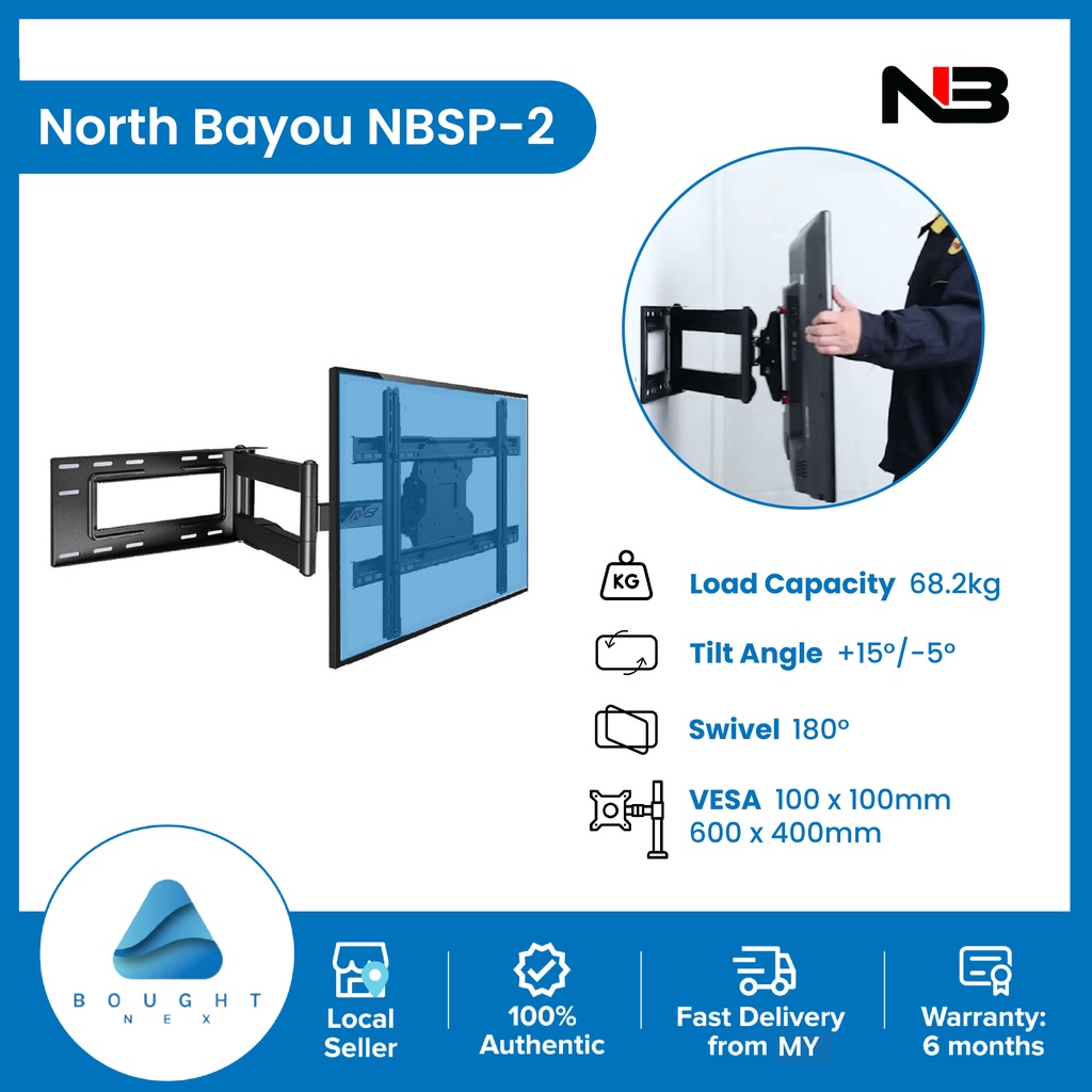 NB North Bayou NBSP-2 40"-70" 180° Rotation Cantilever TV Wall Mount ...