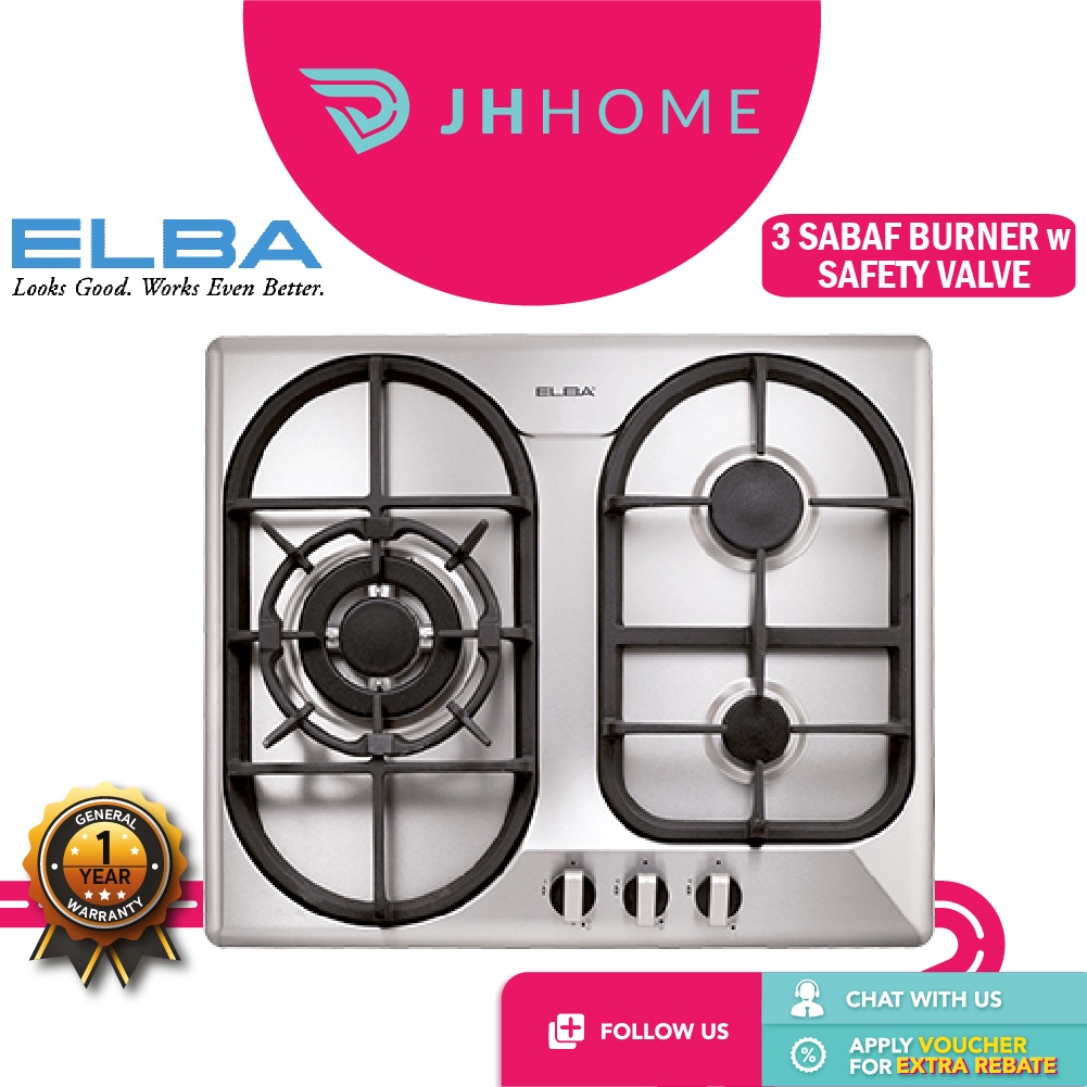 Elba 3.5kW+1.75kW+1.0kW 3 Sabaf Burner Safety Valve Built In Stainless ...