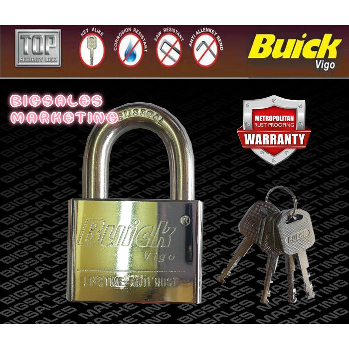 BUICK 40mm or 50mm 304 Stainless Steel Anti Rust Security Pad Lock ...
