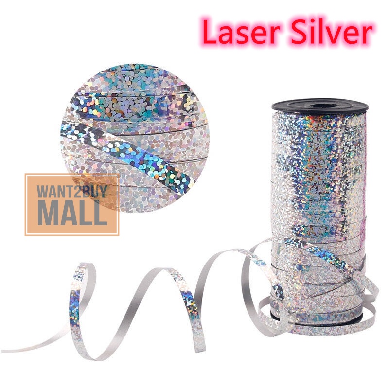 🇲🇾 🏆 100/250/500 Yards Roll Laser Plain Ribbon Balloon String Tied Rope ...