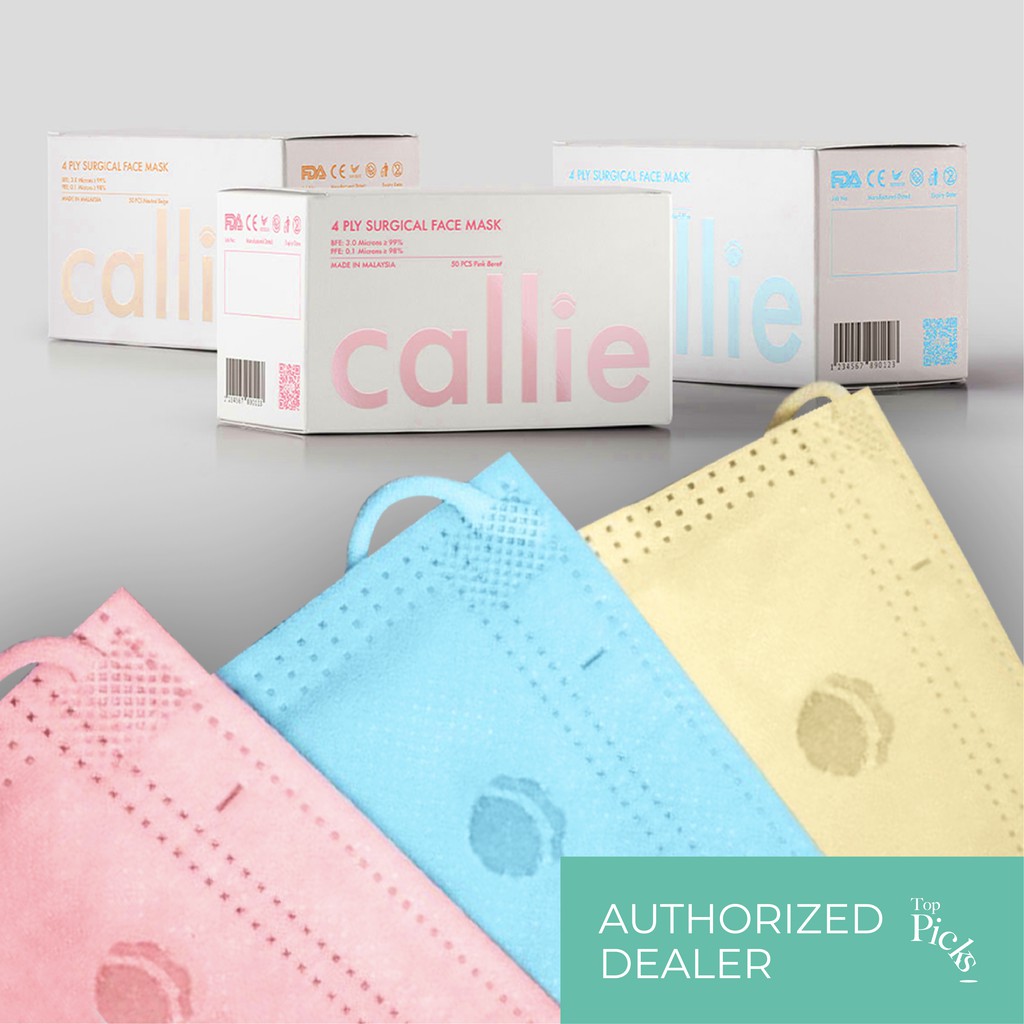 Premium Quality Callie 4 Ply Disposable Surgical Adult Face Mask (50pcs ...