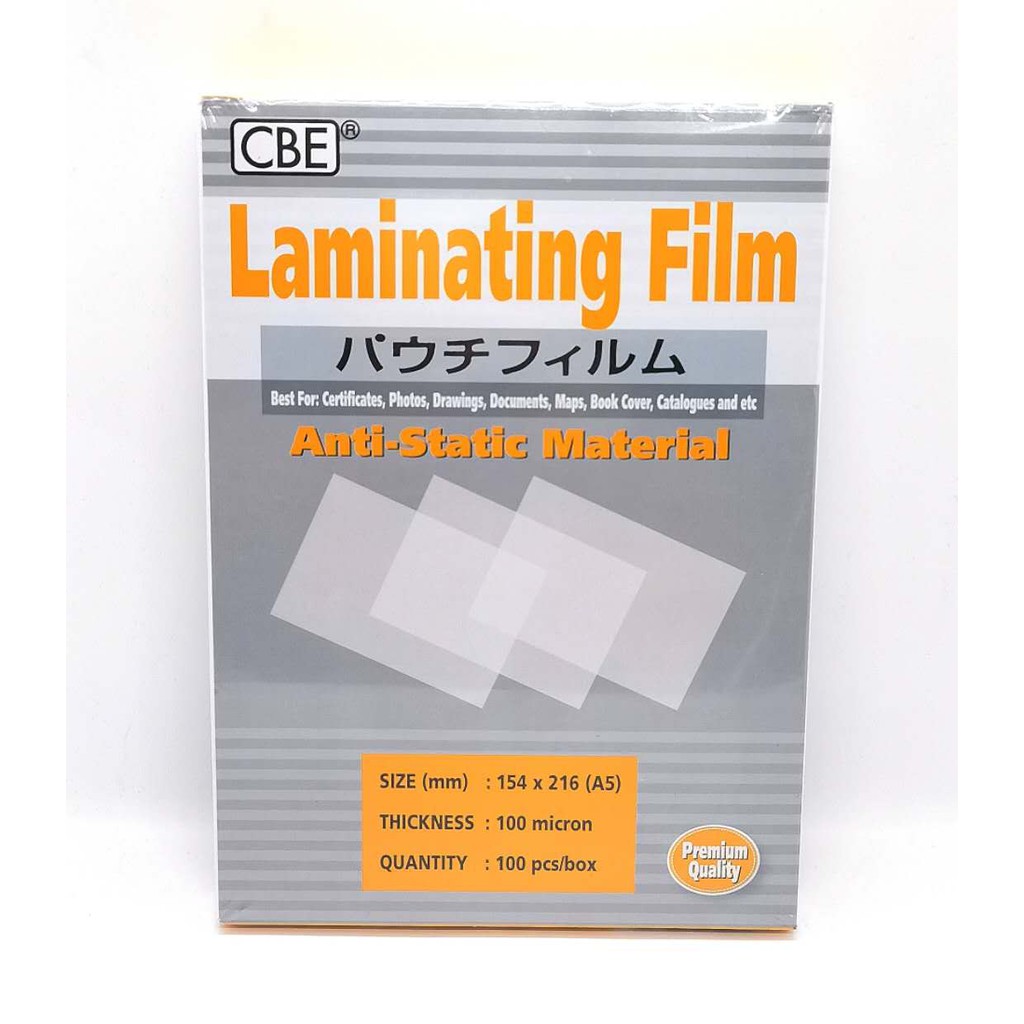 CBE A5 154 X 216 LAMINATING FILM 100 micron -100 pcs | Shopee Malaysia