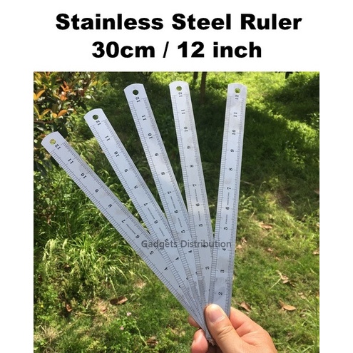 1 Piece 30cm 300mm 12 inch 12' Double Sided Stainless Steel Ruler ...