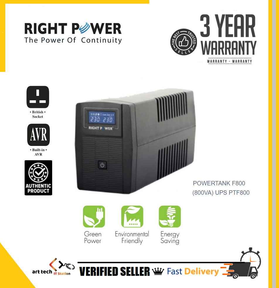 RIGHT POWER POWERTANK F800 (800VA) UPS PTF800 | Shopee Malaysia