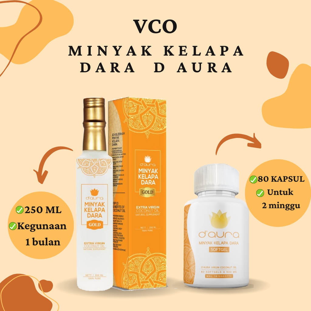 D Aura Minyak Kelapa Dara VCO Softgel Kapsul Liquid Supplement Original ...