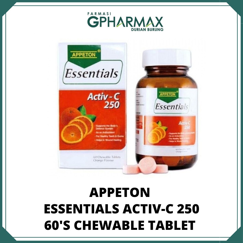 Appeton Essentials Activ-C 250 (Orange) 60's Chewable Tablet | Shopee ...