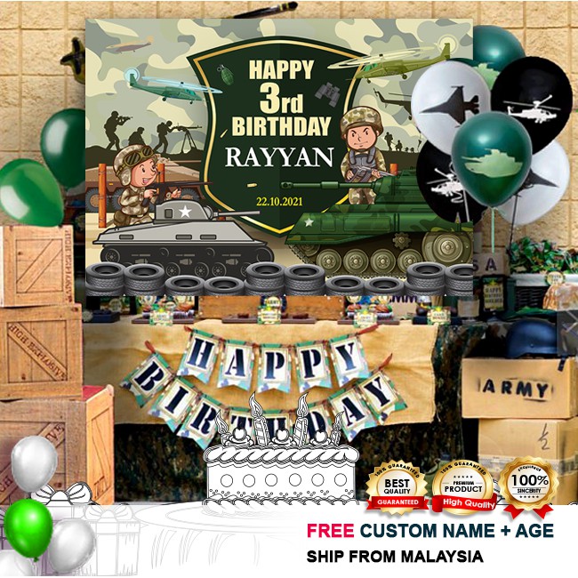 Birthday Banner / Birthday Backdrop / Hari Jadi - Soldier / Army ...